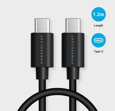 Powerology PVC Type-C to Type-C PD Cable 1.2M, Power Delivery, Fast ...