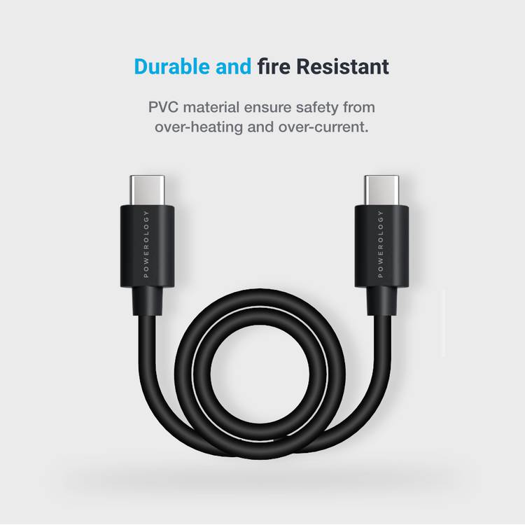 Powerology PVC Type-C to Type-C PD Cable 1.2M, Power Delivery, Fast ...
