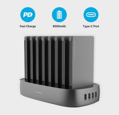 Powerology 8 in 1 Power Bank Station 8000mAh With Built-in Cable ...