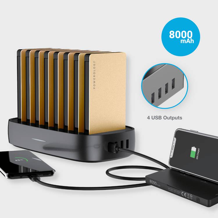 Powerology 8in1 Power Bank Station - 8000mAh Portable Charging Station ...