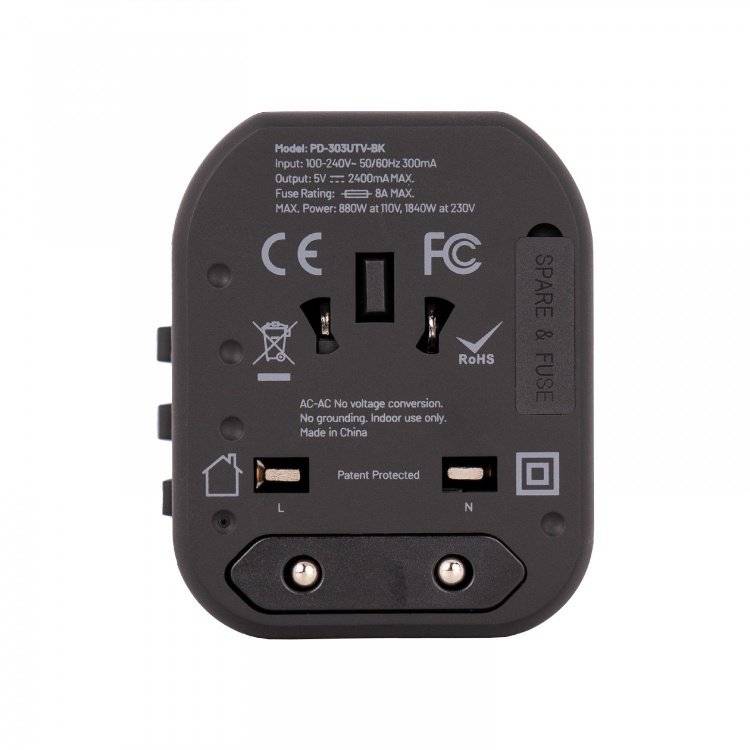 Buy Porodo Dual USB Port Universal Travel Adapter 2.4A in UAE |- Black ...
