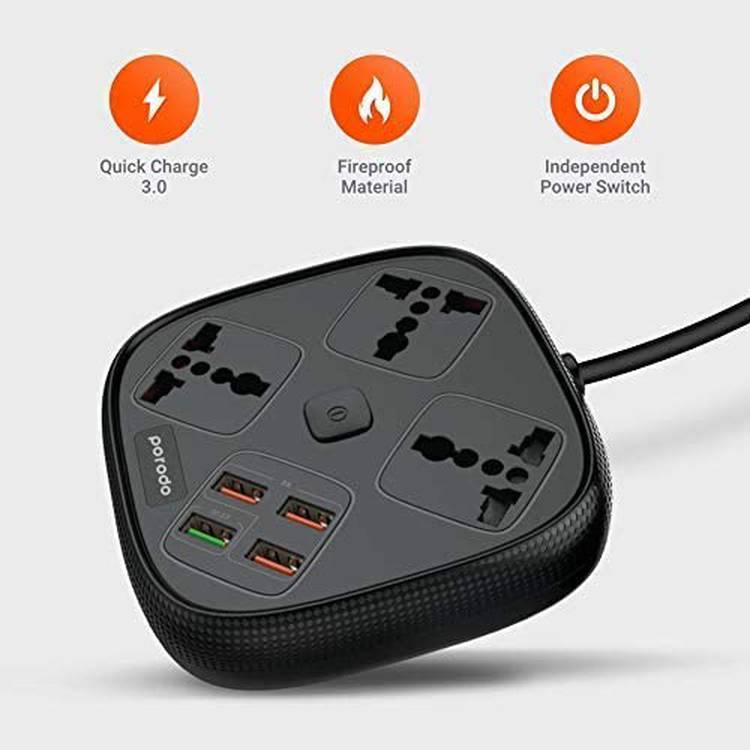 Power Socket Strip with 4 USB 3 Sockets & 3 Universal Power Sockets (PD ...
