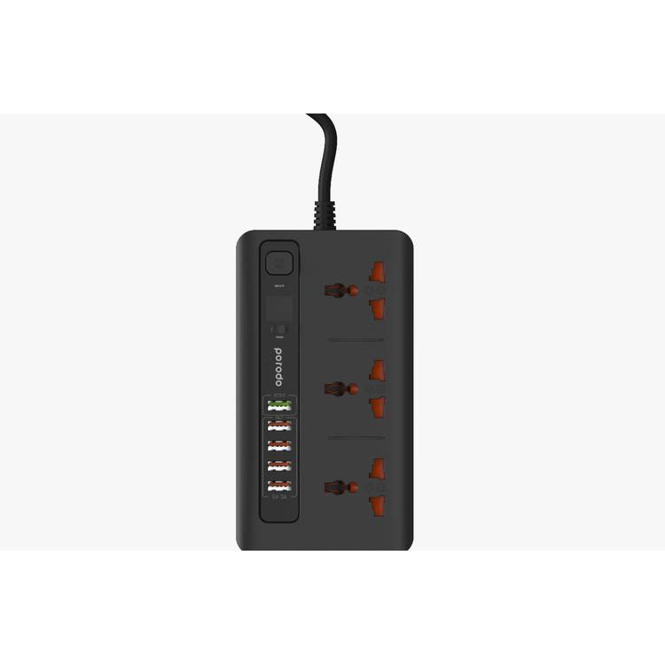Power Hub with 4 USB Ports & 3 Universal Power Sockets | Porodo (PD ...