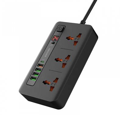 Power Hub with 4 USB Ports & 3 Universal Power Sockets | Porodo (PD ...