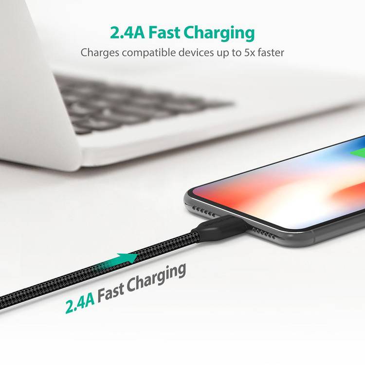 RAVPower Kevlar Braided Cable for Fast Charging Connectors (RP-CB011-BK)