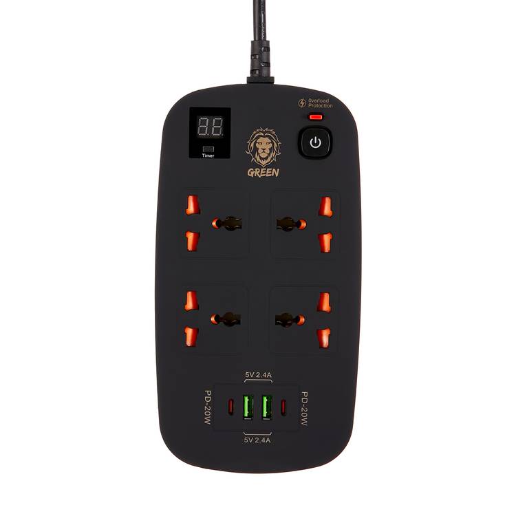 Green Lion Multiport Smart Power Socket in UAE | 2 USB-A, 2 USB-C & 4 ...