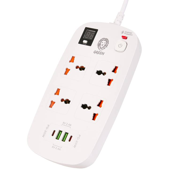Green Lion Multiport Smart Power Socket in UAE | 2 USB-A, 2 USB-C & 4 ...