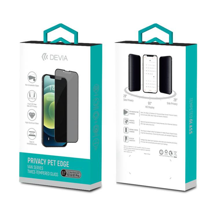 Full Coverage Privacy Screen Protector for iPhone 13/13 Pro - Devia Van Series (357480-BK)