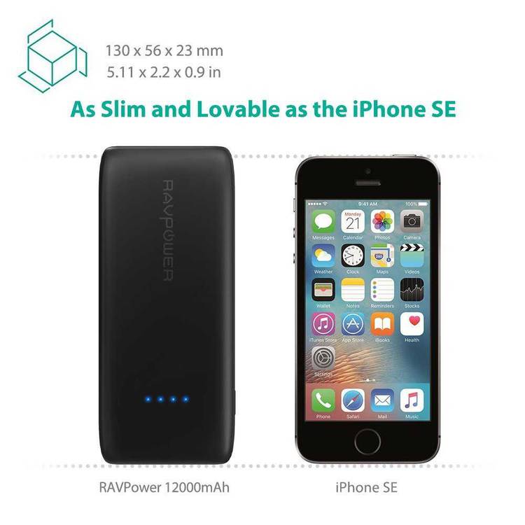 RAVPower 12000mAh Portable Charger Powerbank | Fast Charging (RP-PB061-BK)