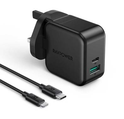 RAVPower PD Pioneer Dual Port Wall Charger Combo 18W (RP-PC109-BK)