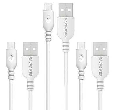 RAVPower 3 Pack Micro USB Cable 2X3ft + 1X6ft (Online Packaging ) (RP ...