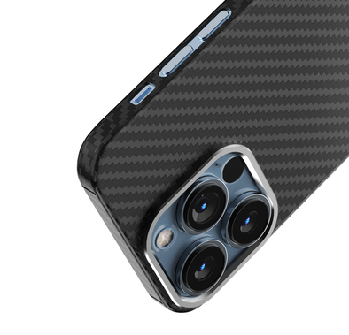 Green Lion iPhone 13 Pro Max Carbon Metal Camera Ring Case (GNCPROC13PMBL)