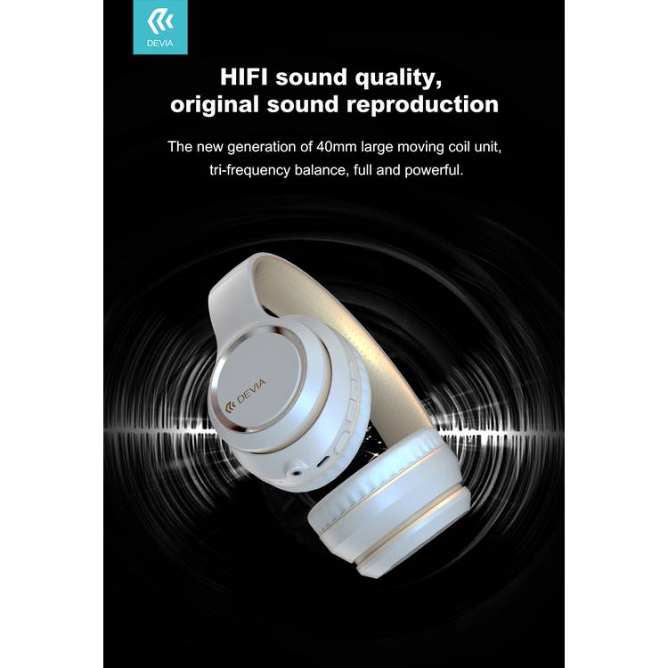 سماعة رأس لاسلكية مع جودة صوت HIFI وزر تبديل مضخم الصوت (EM039-WH)