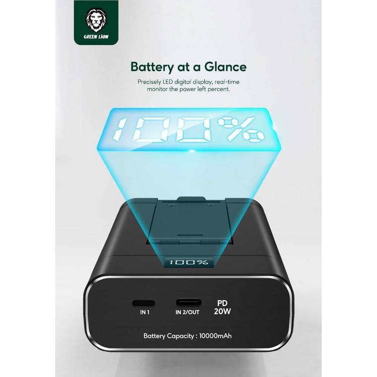 Buy Green Lion 10000mAh Power Bank with Foldable Mobile Stand (GNFLDPBSTBK)