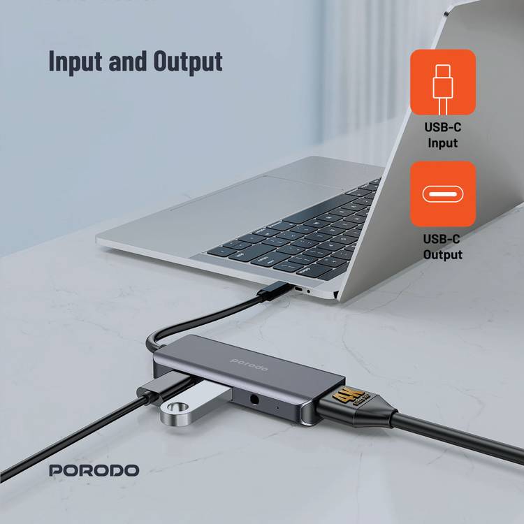 Porodo 4in1 USB-C Hub for Windows, Mac, iOS & Android | 5Gbps Data ...