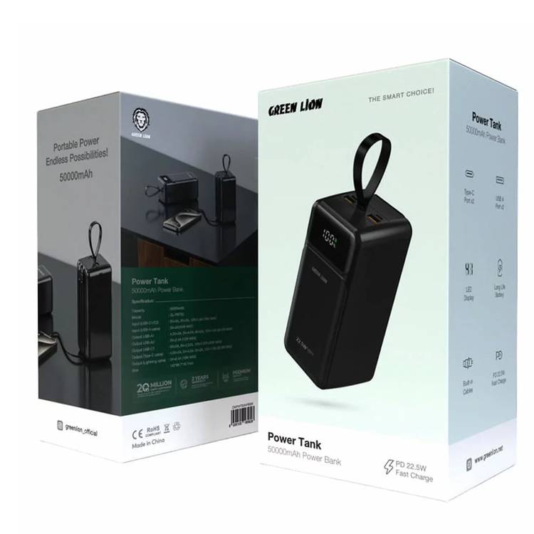 Green Lion Power Tank 50000mAh Power Bank in UAE | Built-in Cables, 22 ...