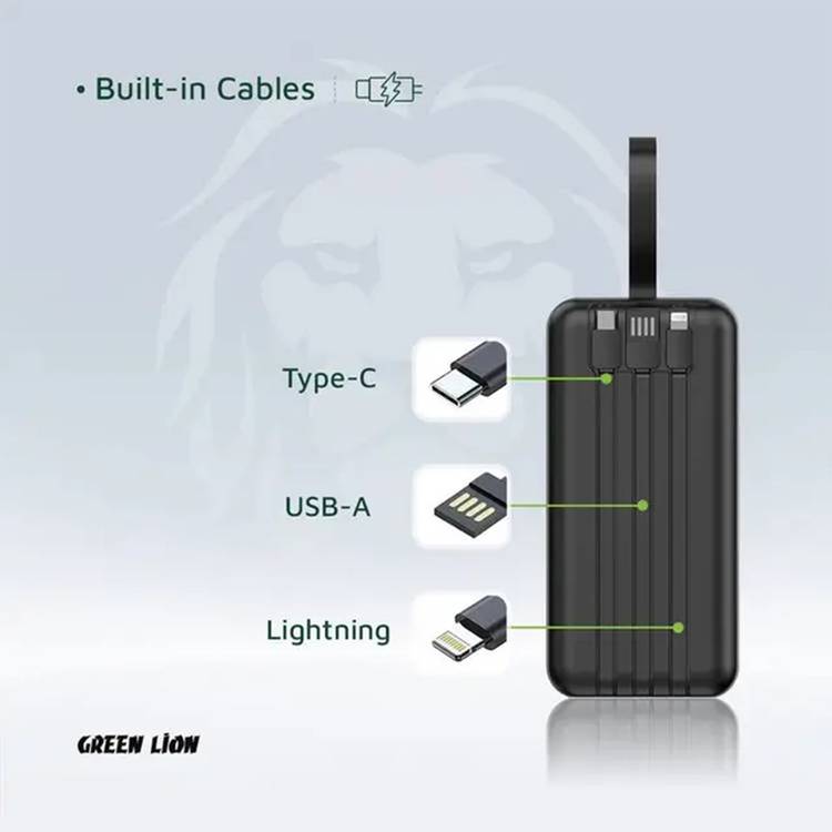 Green Lion Power Tank 50000mAh Power Bank in UAE | Built-in Cables, 22 ...