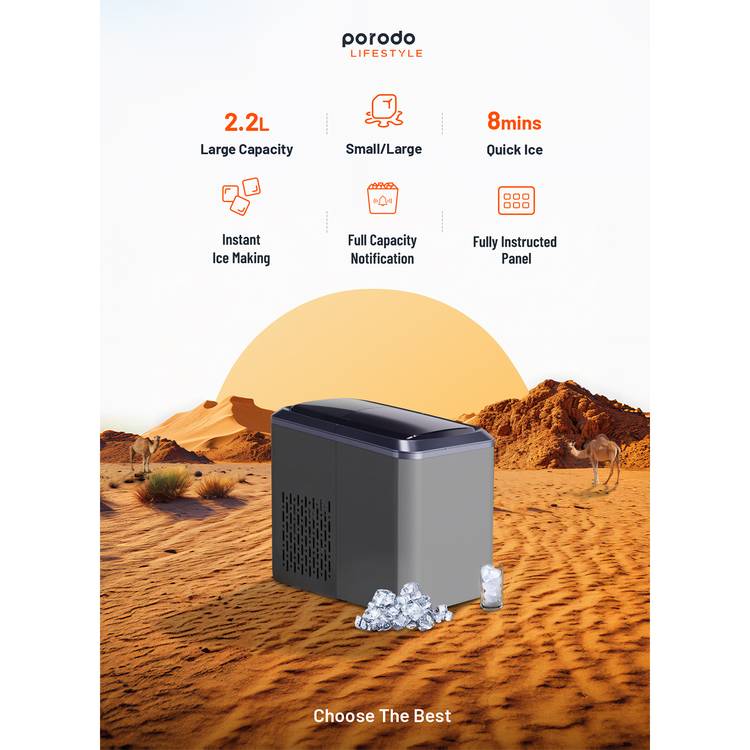 Shop Porodo Lifestyle Portable Outdoor Ice Cube Machine 2.2L 12kg (PD ...