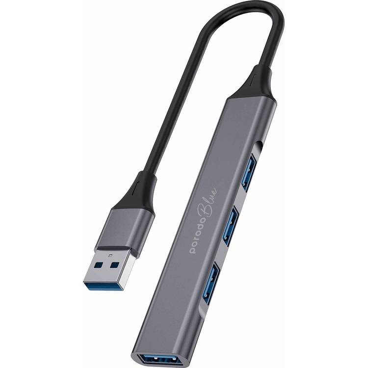 Buy Porodo Blue 4 in1 USB-A Hub to 1 x USB-A 3.0 5Gbps and 3 x USB-A 2. ...