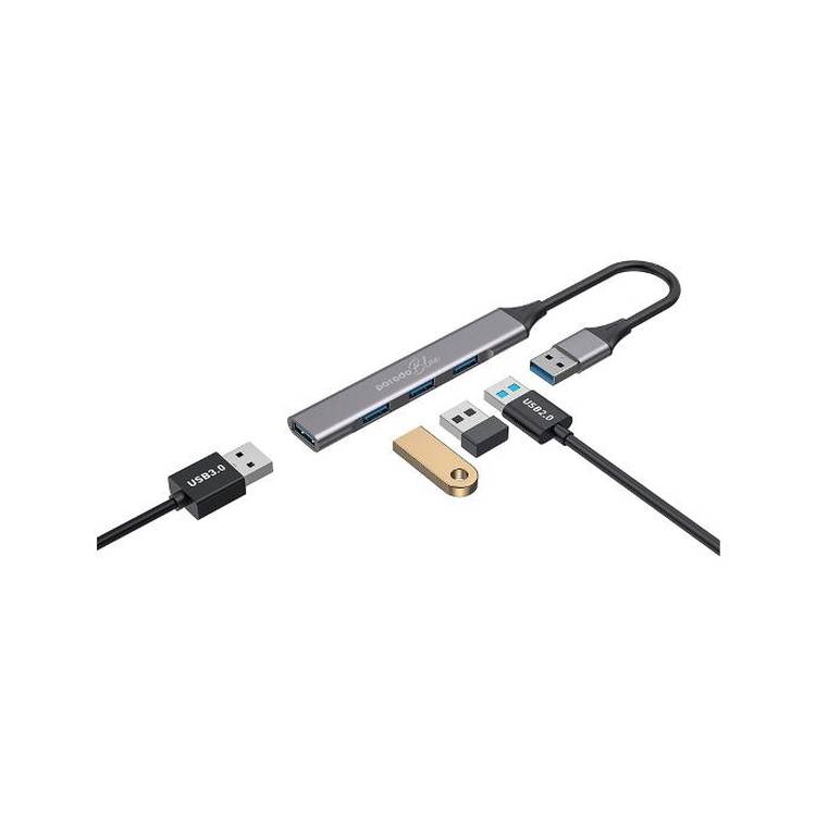 Buy Porodo Blue 4 in1 USB-A Hub to 1 x USB-A 3.0 5Gbps and 3 x USB-A 2. ...