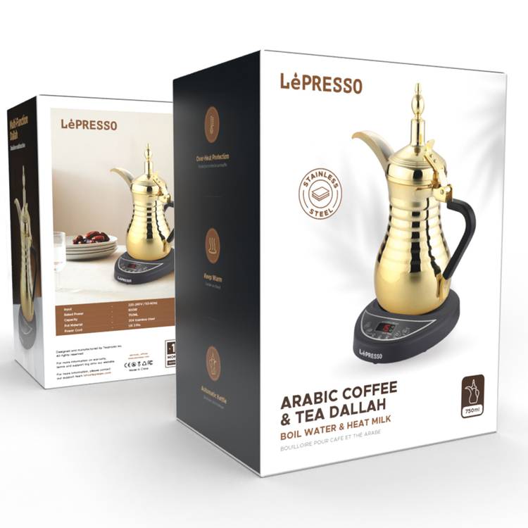 Buy LePresso Arabic Coffee & Tea Dallah in UAE | 750ml, 800W - Gold ...