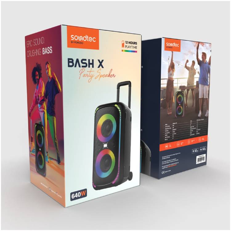 Shop Porodo Soundtec Bash X Party Speaker with Trolly (PD-BASHX-BK)