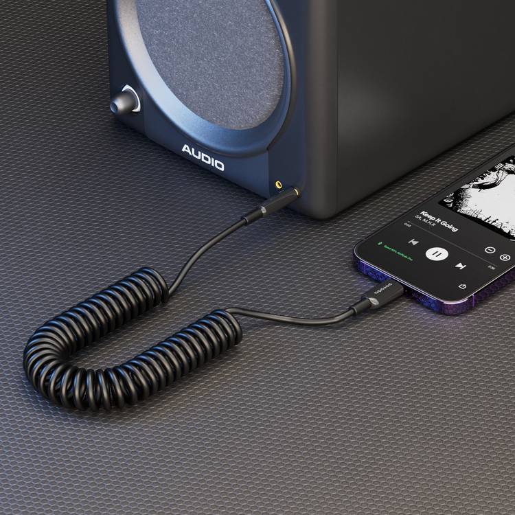 Buy Porodo 3.5MM Lightning AUX Coiled Audio Cable Convenient Tangle ...