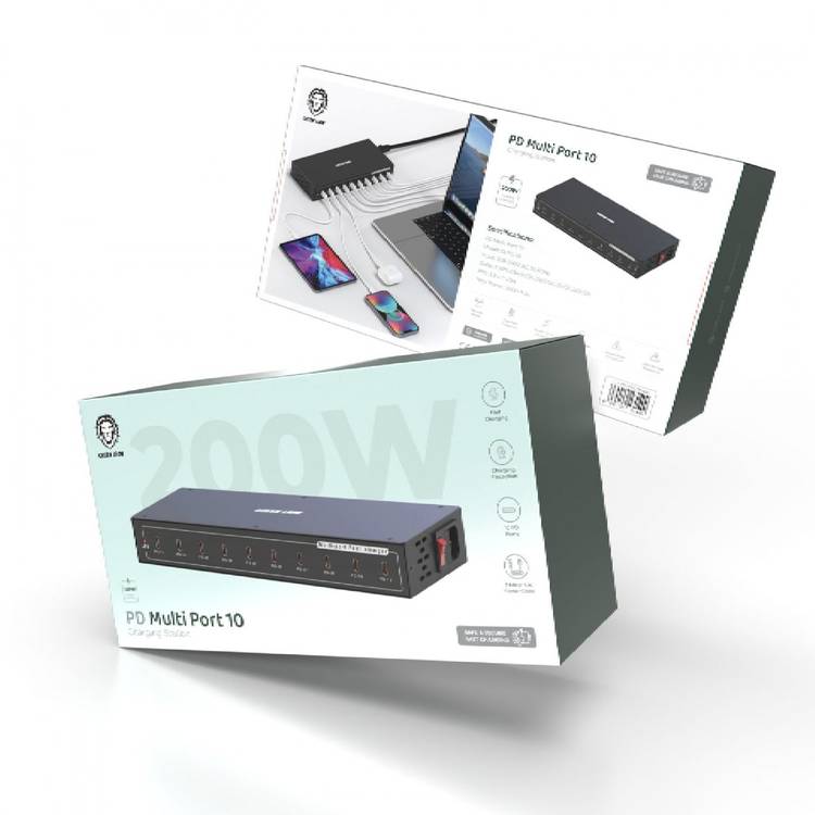 Shop Green Lion 200W 10 Ports PD Charging Station with 3M UK Power Cord (GNML10PD3MBK)