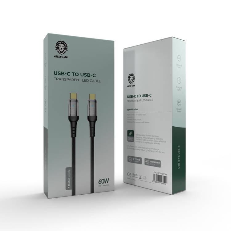 Shop Green Lion USB-C To USB-C Transparent LED Cable (1m) (GNLEDC60CTCBK)