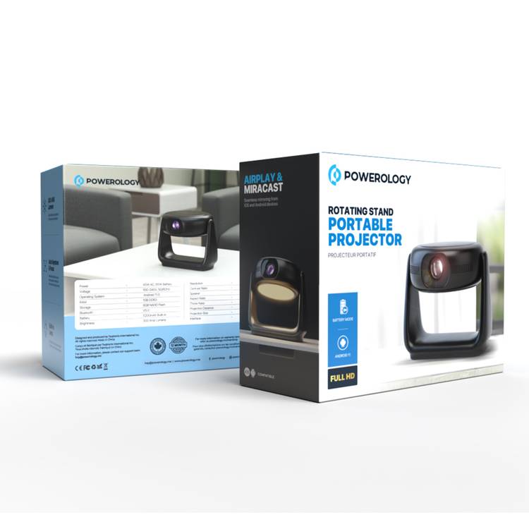 Powerology Rotating Stand Portable Projector in UAE | 1080P Supported ...