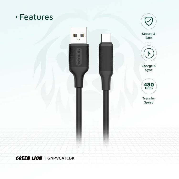 Green Lion USB-A To Type-C PVC Cable in UAE | 480 Mbps Transfer Speed ...