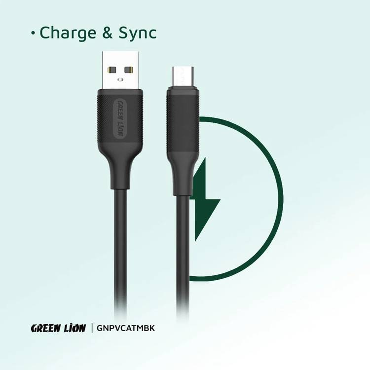 Shop Green Lion USB-A to Micro PVC Cable | 1 m Cable Length - Black ...