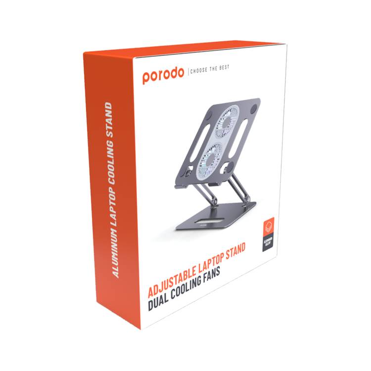 Buy Porodo Adjustable Gray Laptop Stand with Cooling Fan in UAE ...
