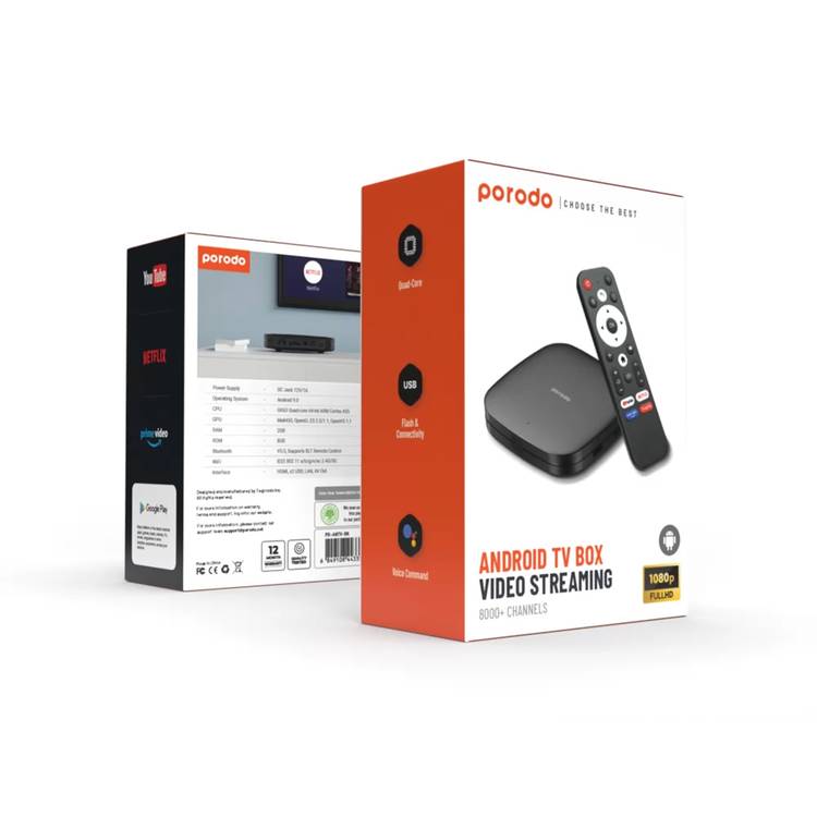 Porodo Android Tv Box In Uae 4k Ultra Hd And Quad Core Black Color Pd Antvb Bk 7394