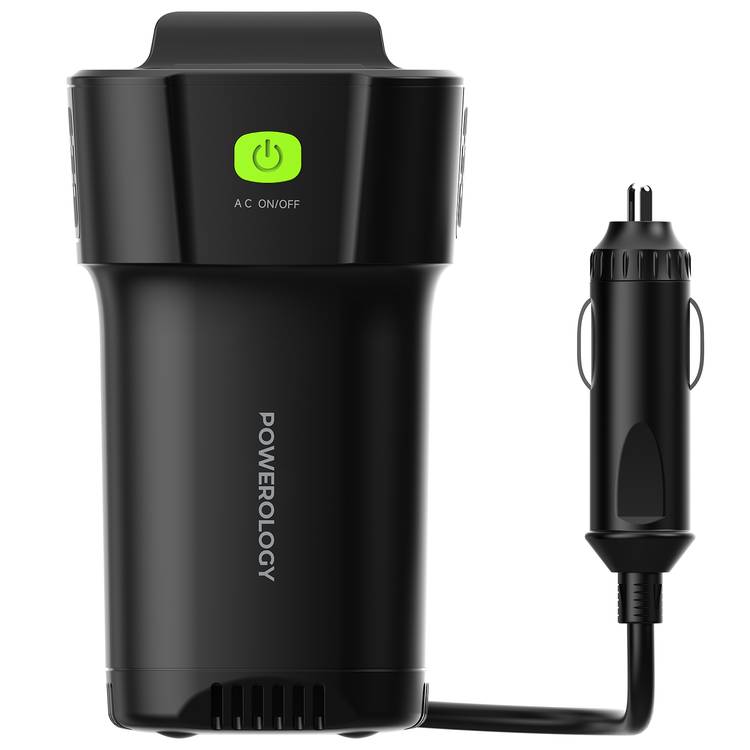 Buy Now Powerology 150W Cup Holder Power Inverter - Dual USB-C, USB-A ...