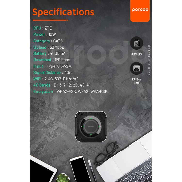 Porodo Home & Outdoor Portable Router in UAE | 10 Devices Connection ...