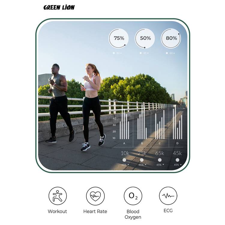 Green Lion Active SE Square Display SmartWatch - White / Gold - 2.1 ...