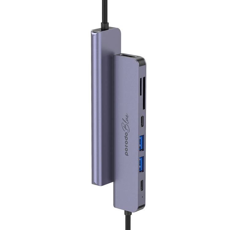 Buy Porodo Blue 7 Ports USB-C HUB 4K HDMI & Dual USB-C in UAE | PD100 ...