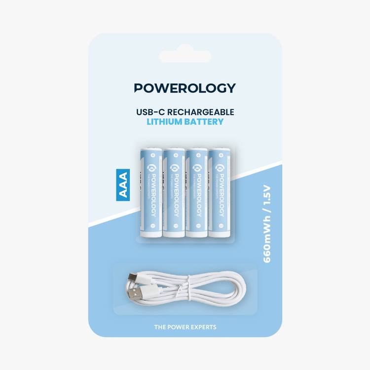 Powerology Type-C Rechargeable Lithium-ion AAA Battery - White | UAE ...