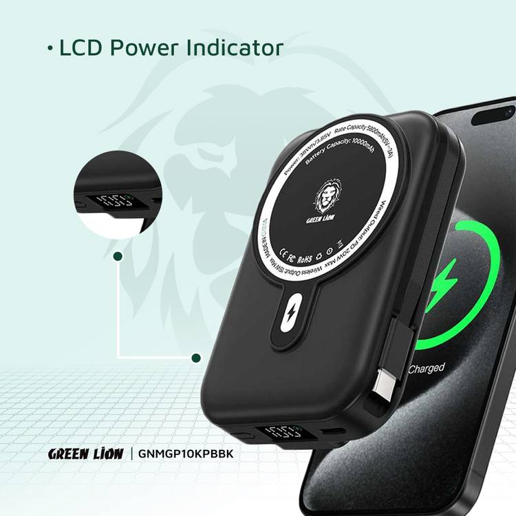 Green Lion Monaco Grip 10000mAh Power Bank - Black | UAE (GNMGP10KPBBK)
