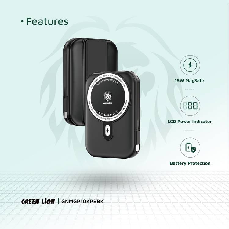 Green Lion Monaco Grip 10000mAh Power Bank - Black | UAE (GNMGP10KPBBK)