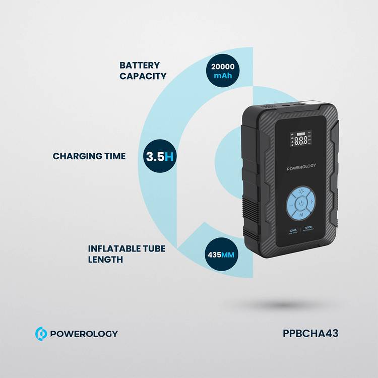 Buy Powerology 20000mAh Power Bank Jump Start Air Compressor in UAE ...