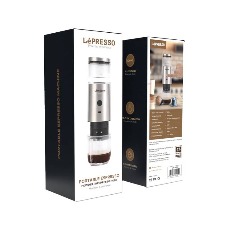LePresso Portable Espresso Powder / Nespresso Pods - Silver | UAE (LPSTPEM)
