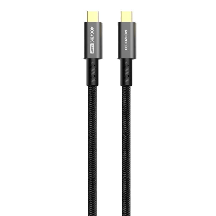 The Porodo Woven 240W Type-C to Type-C Cable | UAE (PD-WCC240W-BK)