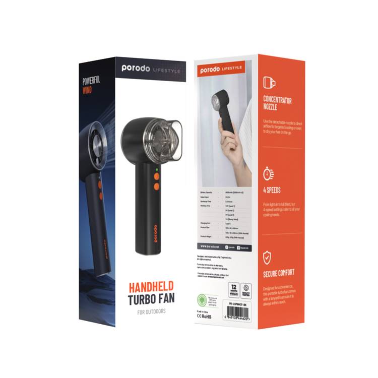 Buy Porodo Lifestyle Handheld Turbo Fan For Outdoors in UAE | 4000mAh ...