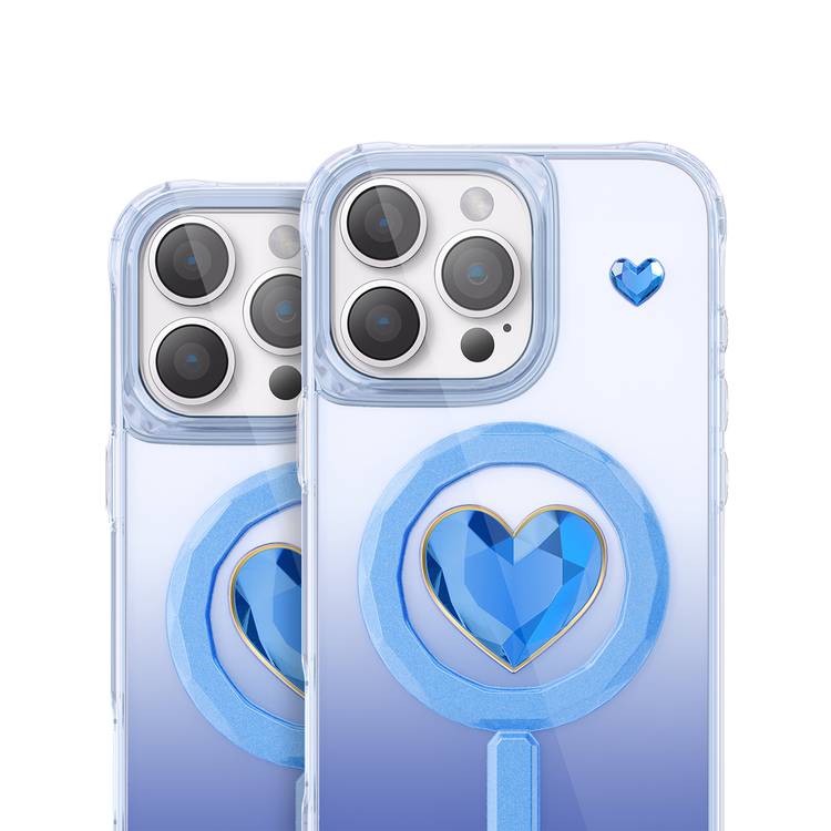 Levelo Hearts Magsafe Case in UAE | Anti Yellowing, Anti Fingerprint - Blue | (LVLHMC16PMBL)