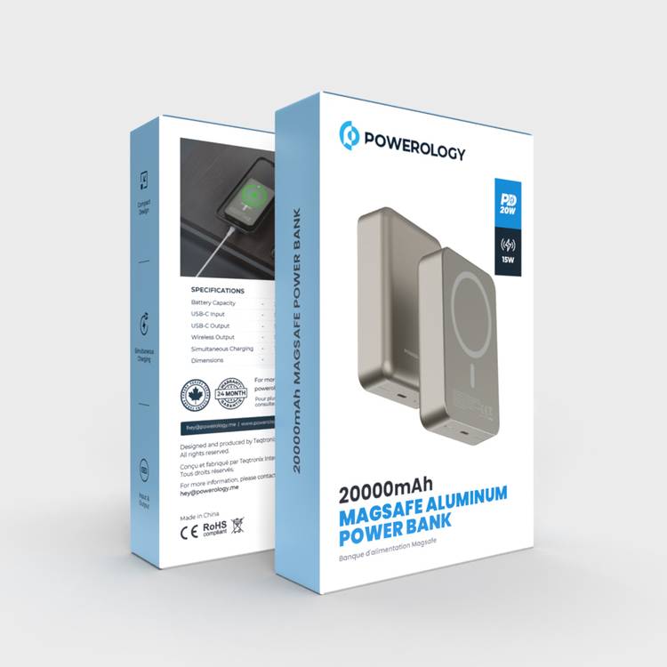 Powerology 20000mAh MagSafe Aluminum Power Bank in UAE | Fast Charge - Titanium Color ...