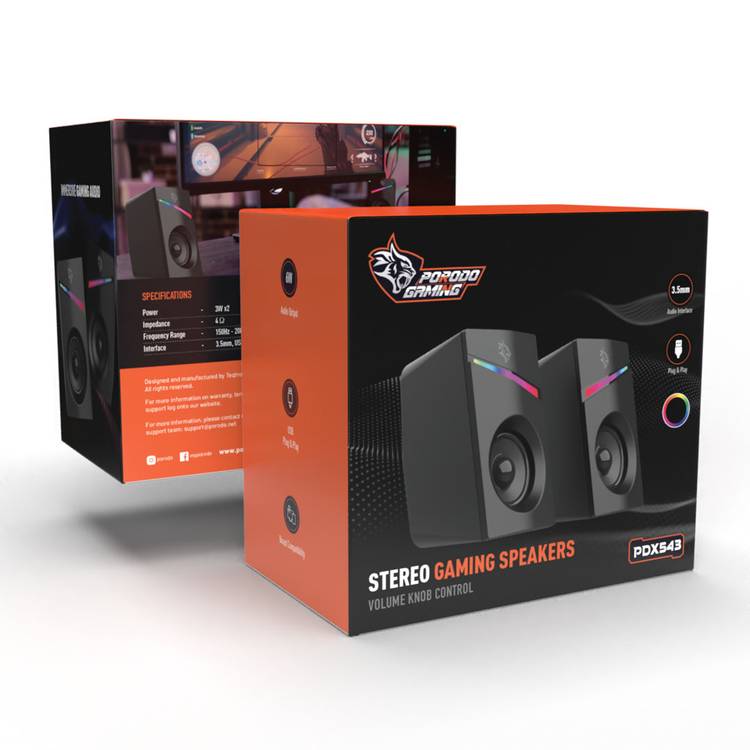 Porodo Gaming Stereo Speakers in UAE | Volume Knob Control - Black ...