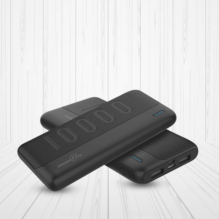 Porodo Blue 10000mAh Slim Power Bank with Dual USB-A Outputs in UAE | LED Indicator - Black ...