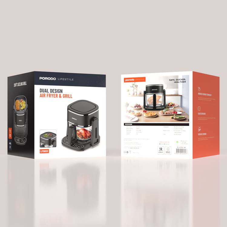 Order Porodo Lifestyle Dual Design Air Fryer & Grill in UAE | Glass ...